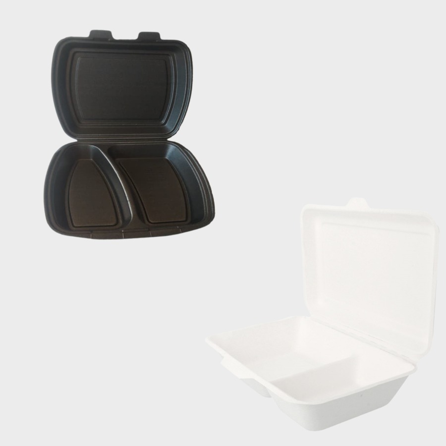 Menübox Styropor 2-geteilt, 100 Stk » ParsPack