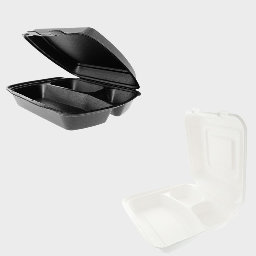 Menübox Styropor 3-geteilt, 100 Stk » ParsPack