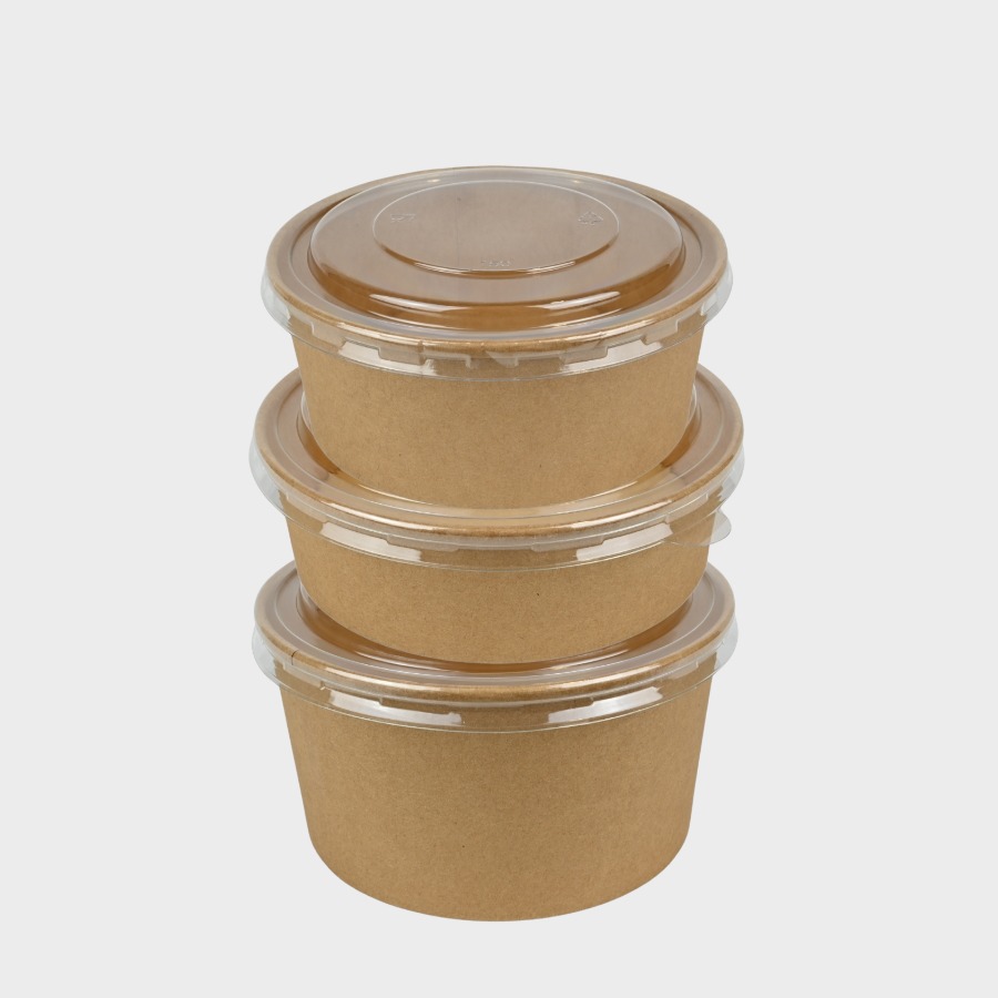 Salatbowl aus Papier mit PP-Deckel | 550ml, 100 Stk/Packung - ParsPack